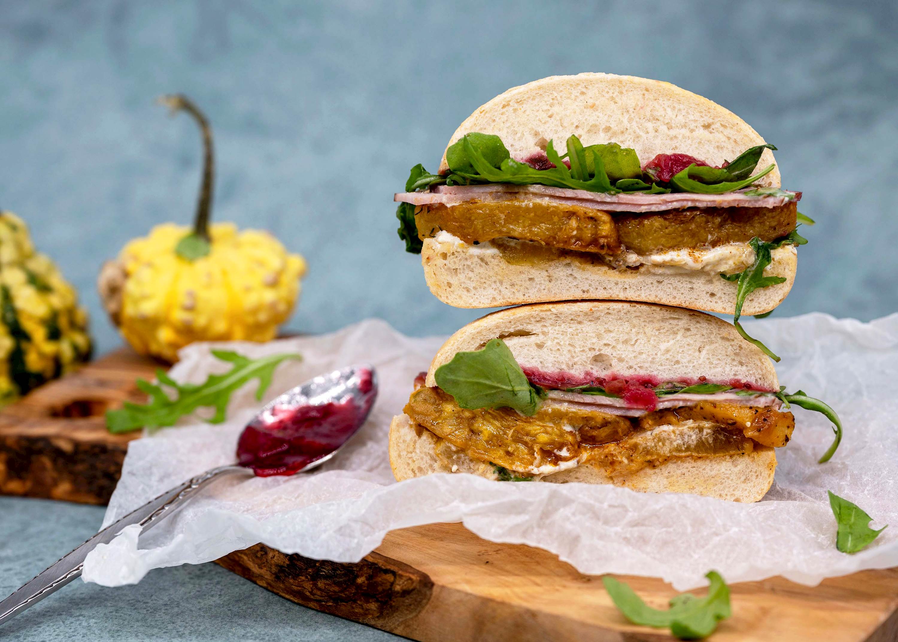 Smoky Ham, Cranberry & Roasted Squash Sandwich Recipe